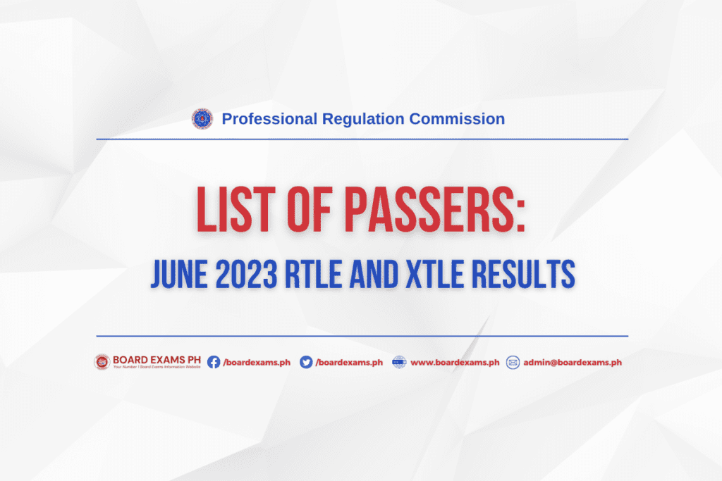 RTLE & XTLE RESULTS: June 2023 Radiologic Technologist Licensure Exam ...